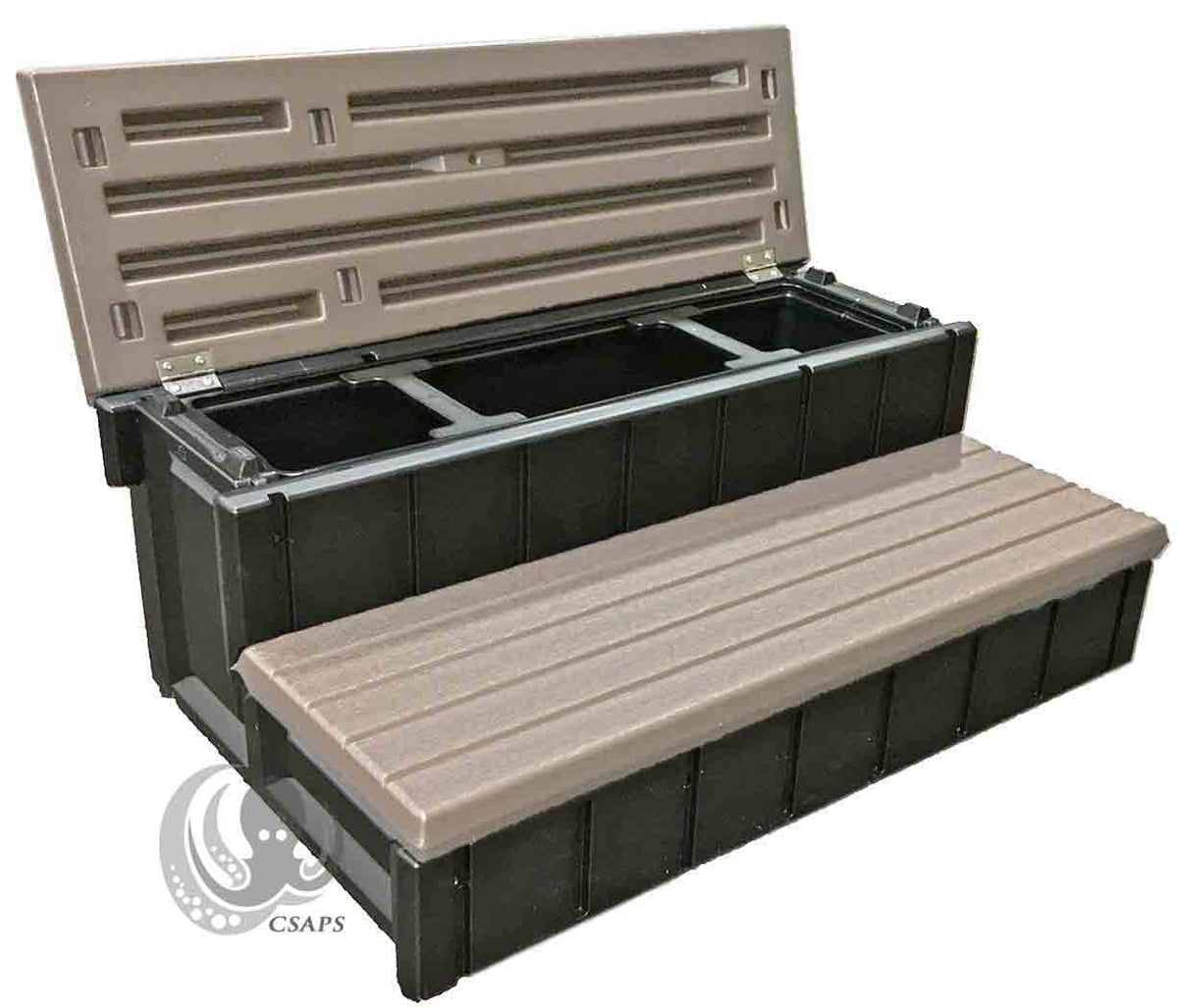 Spa Storage Step - Portabello Grey – Hot Tub Outfitters
